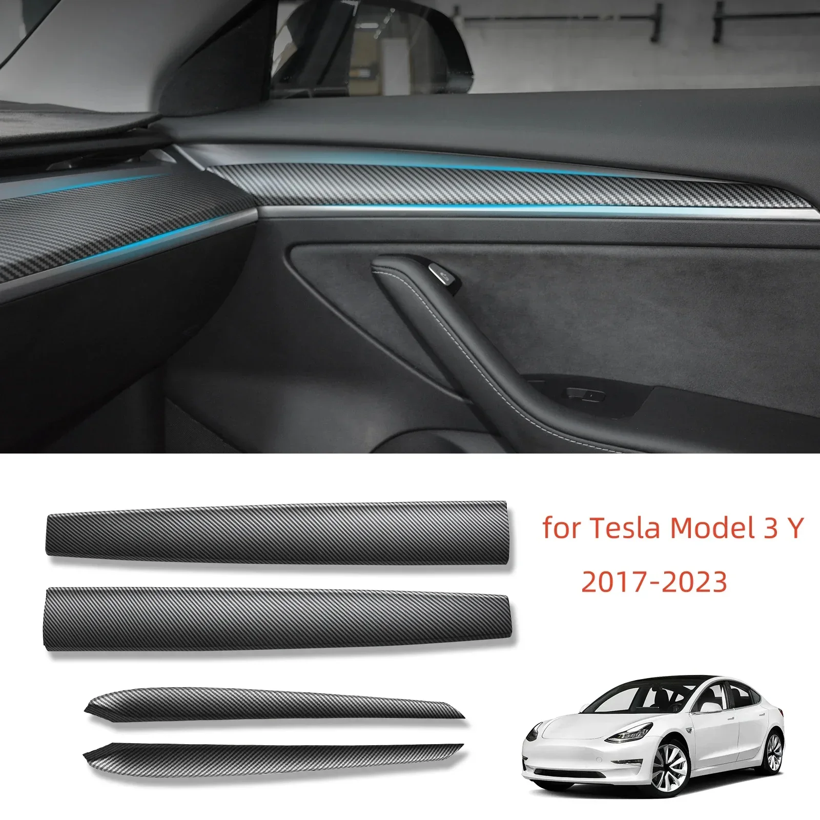 4Pcs-Matte-Dashboard-Decoration-for-Tesla-Model-3-Y-Door-Interior ...