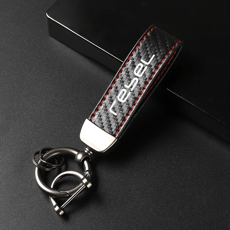 NEW-Motorcycle-Carbon-Fiber-Leather-Keychain-Horseshoe-Buckle-Jewelry ...