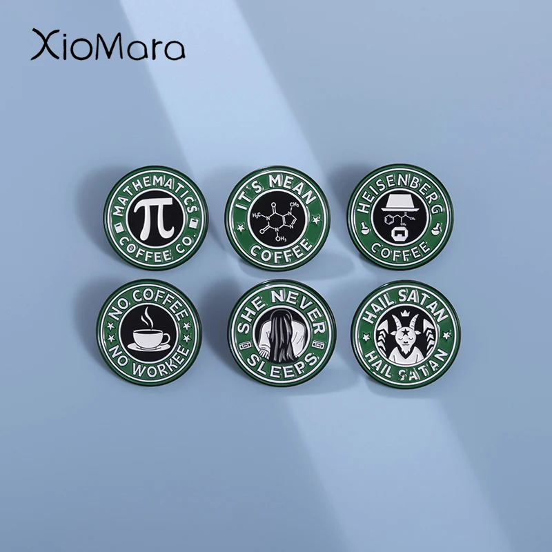Creative Text Pattern Enamel Pins Custom No Coffee No Workee Brooches ...