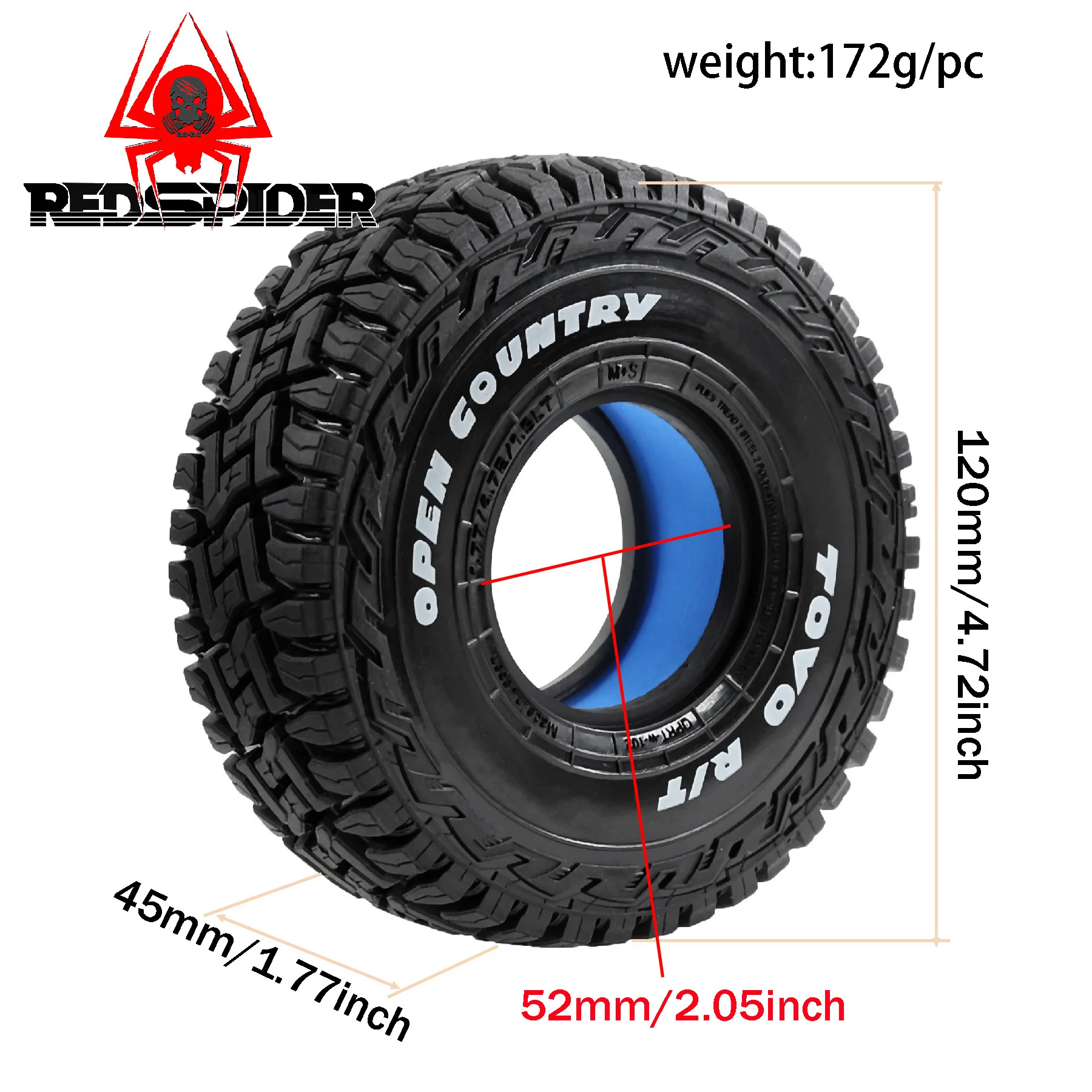 4pcs 120*45mm Butyl Rubber Tires Mud Terrain 1.9" Wheel Tires For 1/10 ...