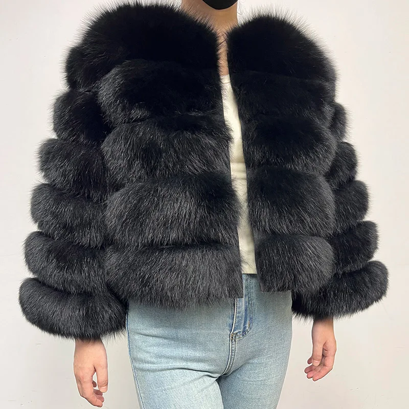 2025 Black Natural Real Fox Fur Coat Women Winter Warm Luxury Fur ...