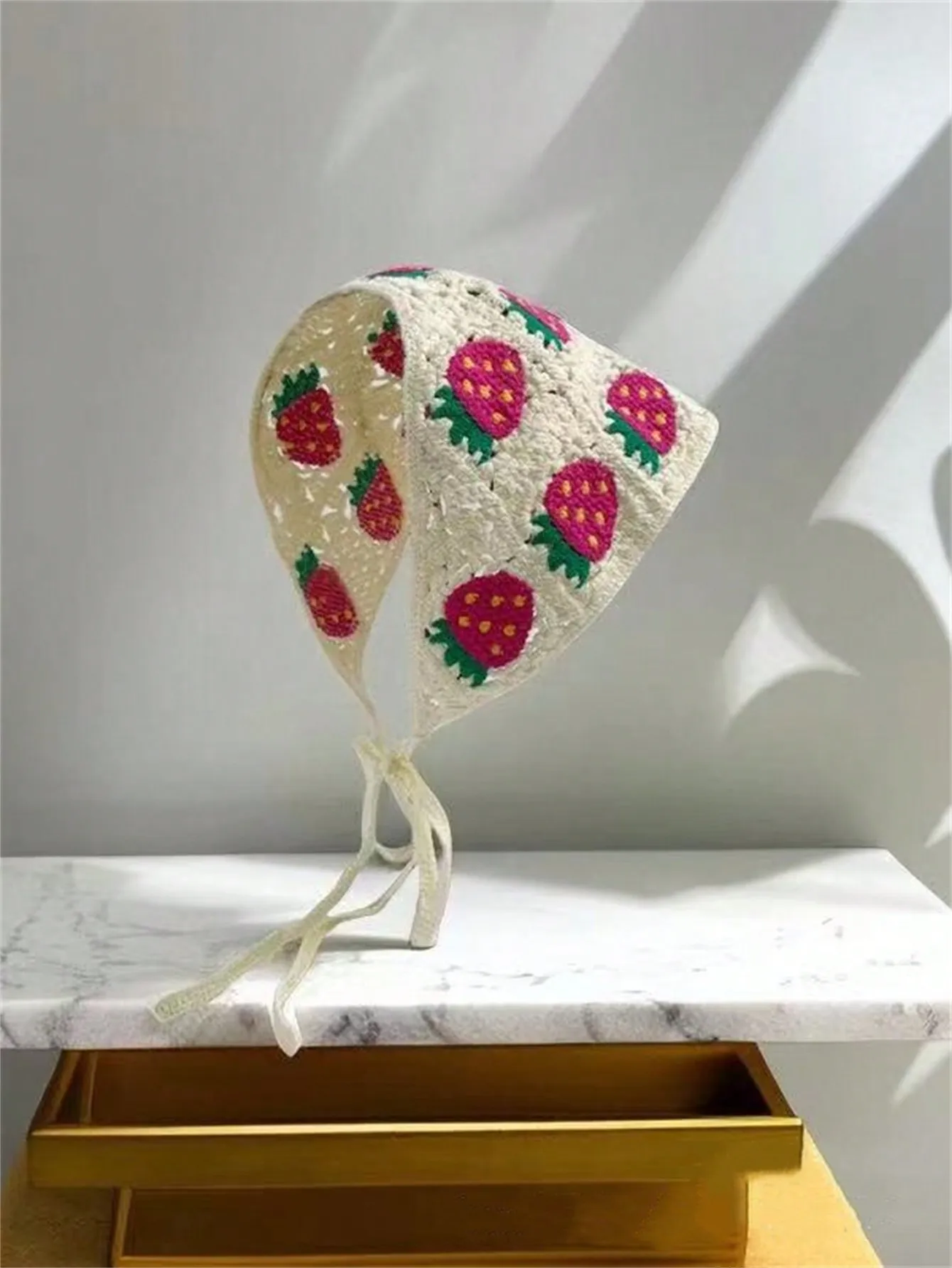 Vintage-Handmade-Crochet-Stitch-Mesh-bonito-Little-Daisy-Strawberry ...