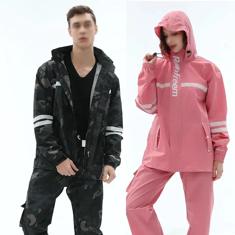 Adult-Raincoat-Rainpants-Waterproof-Reflective-Rain-Coat-Set-Suit ...