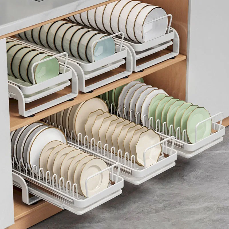 Large-Kitchen-Dish-Bowl-Rack-Sliding-Organizer-Rack-Under-Sink-Storage ...