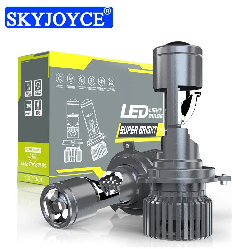 2 قطعة SKYJOYCE السوبر مشرق 130 واط H4 سيارة LED عدسة بروجكتور صغير السيارات ضوء لمبة 10000LM ...