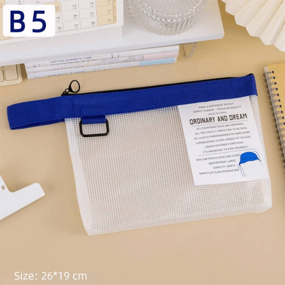 with Zipper and Handle A3 Project Bag Large Capacity Mesh PVC Mesh Art ...
