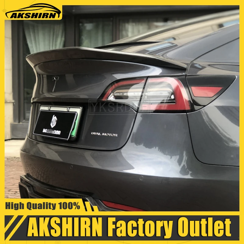 for-Tesla-Model-3-2017-2020-rear-Carbon-Fiber-rear-boot-Wing-Spoiler ...