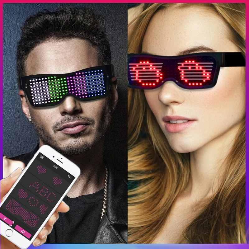 LED Glasses, Bluetooth APP Connected LED Display Smart