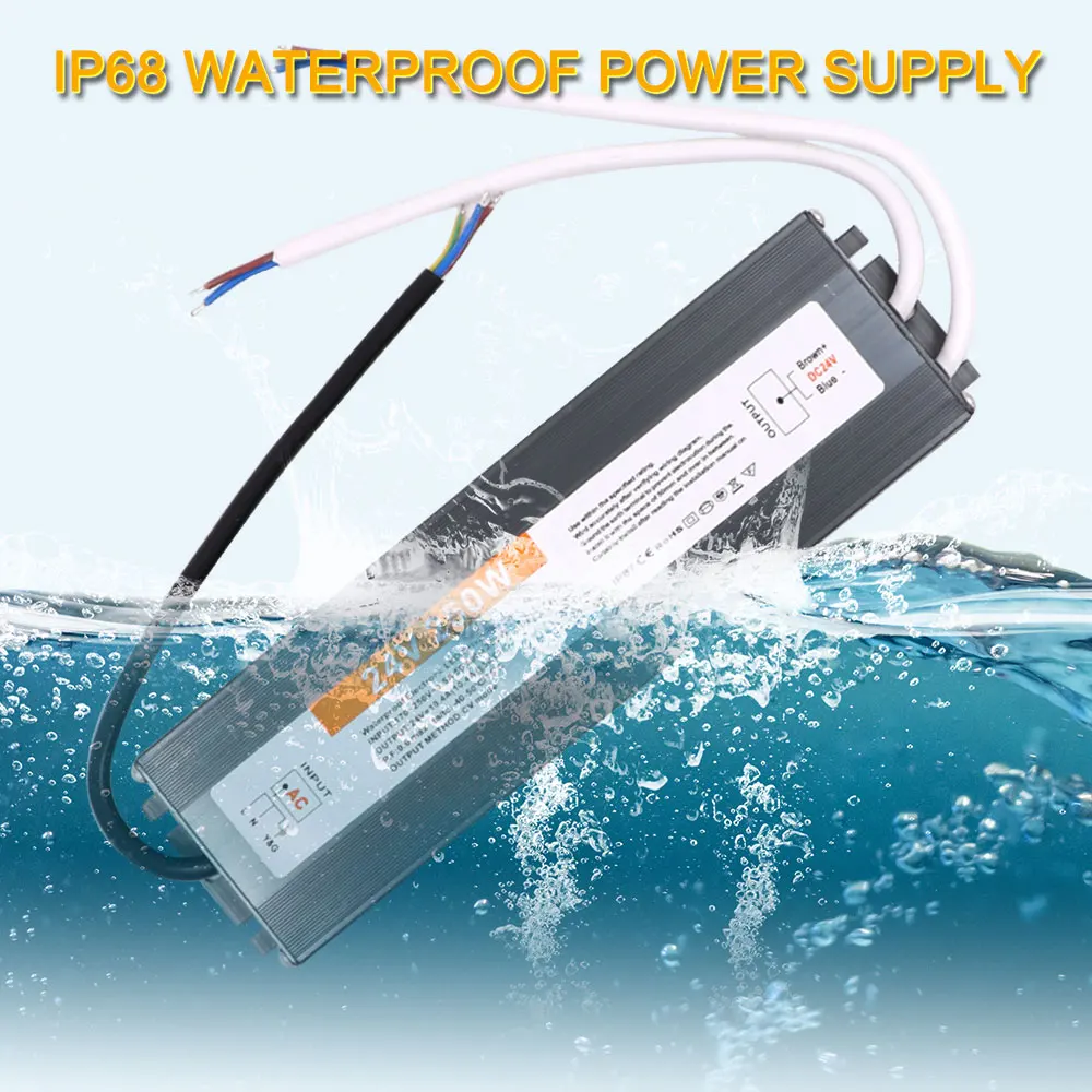 12V-24V-Power-Supply-IP67-IP68-Outdoor-Waterproof-Transformer-110V-220V ...
