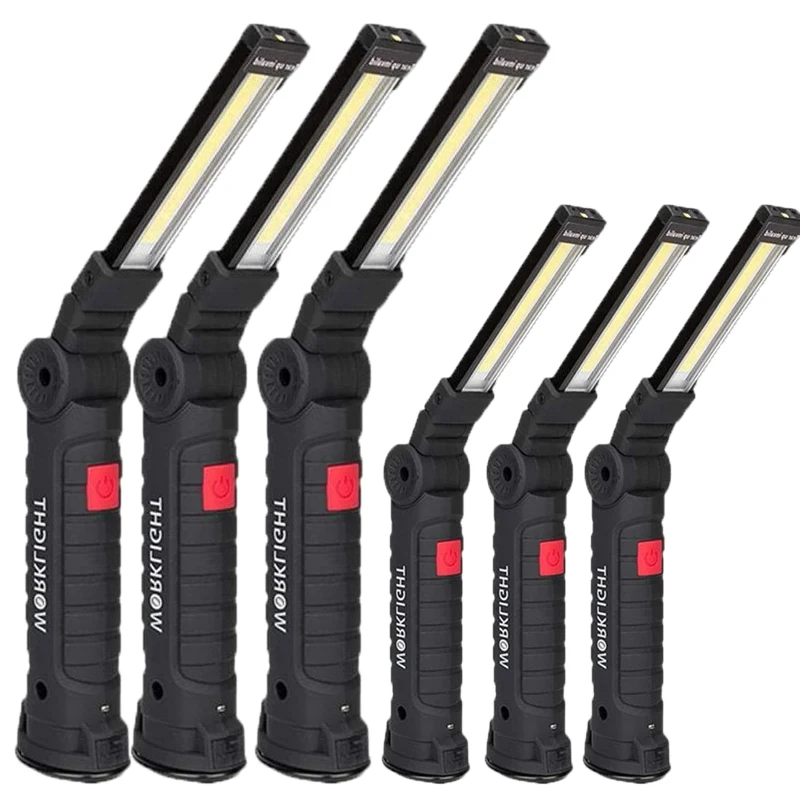 Portable LED COB Flashlight USB Rechargeable Work Light Folding Magnet ...