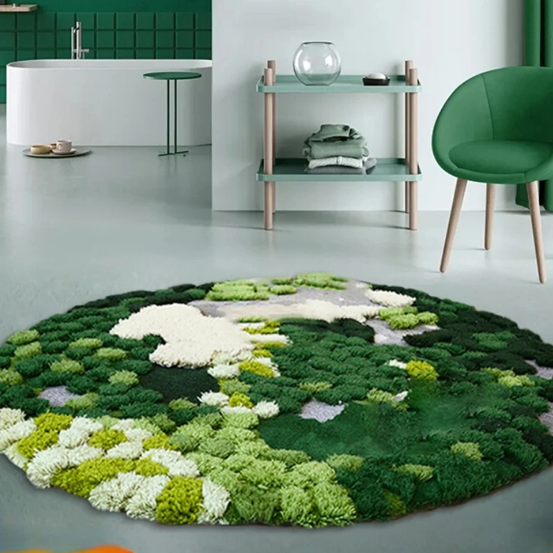 3d Round Moss Forest Tufting Wool Carpet For Living Room Bedroom ...