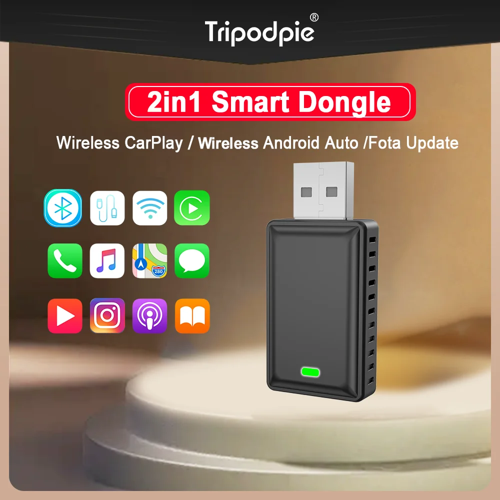 Tripodpie 무선 카플레이 어댑터 안드로이드 자동 스마트 Usb 동글 플러그 앤 플레이 하벨 기아 볼보 아우디 Mg