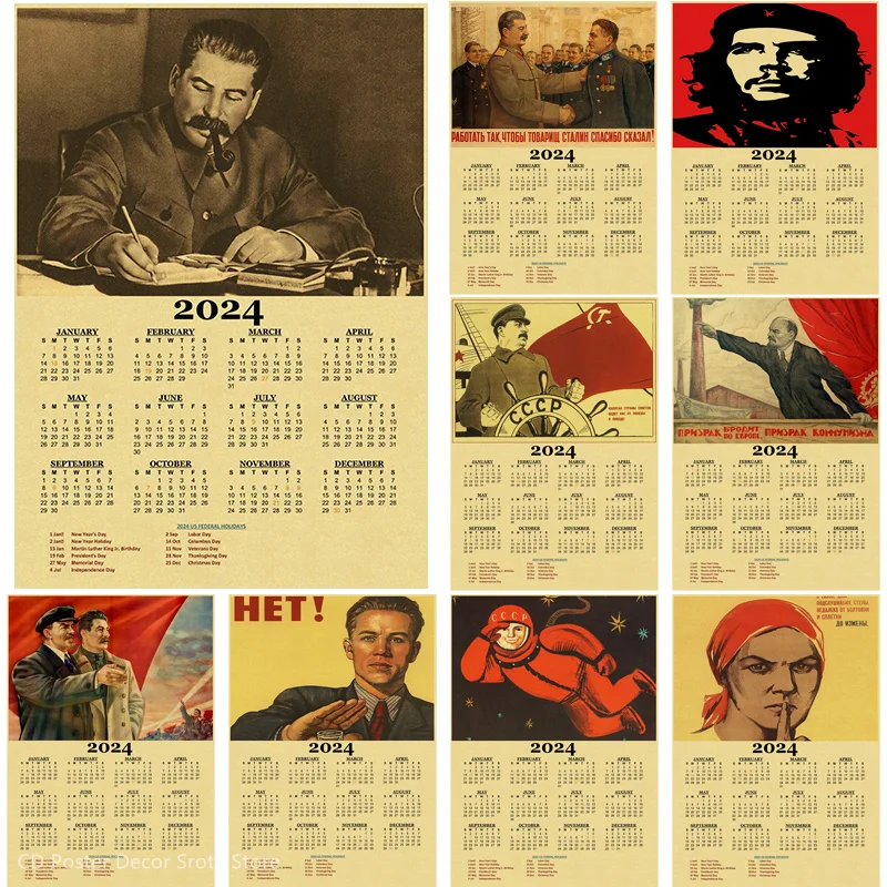 USSR-CCCP-2024-Calendar-Posters-Celebrity-Stalin-Marx-Lenin-Retro ...