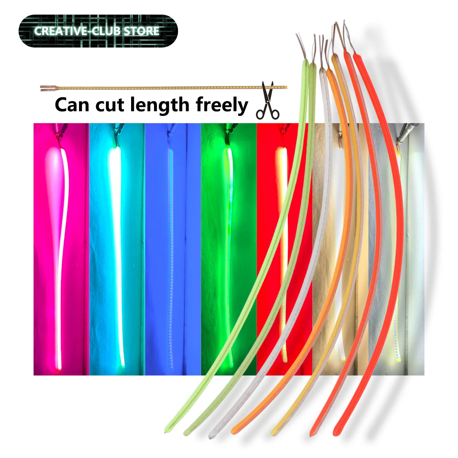 DC 3V COB LED Flexible Filament 128mm Positive Negative Same End DIY ...