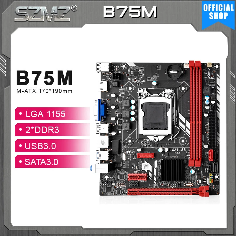 SZMZ-B75 Motherboard, LGA 1155, Motherboards Desktop, Suporte, USB 3.0, SATA3, Placa Base, DDR3 ...