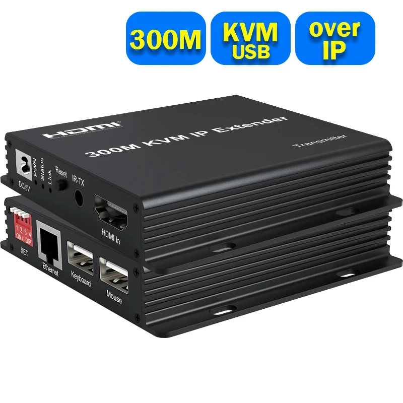 300M-IP-HDMI-KVM-Extender-over-IP-Rj45-Ethernet-Cat5e-Cat6-1080P-KVM ...