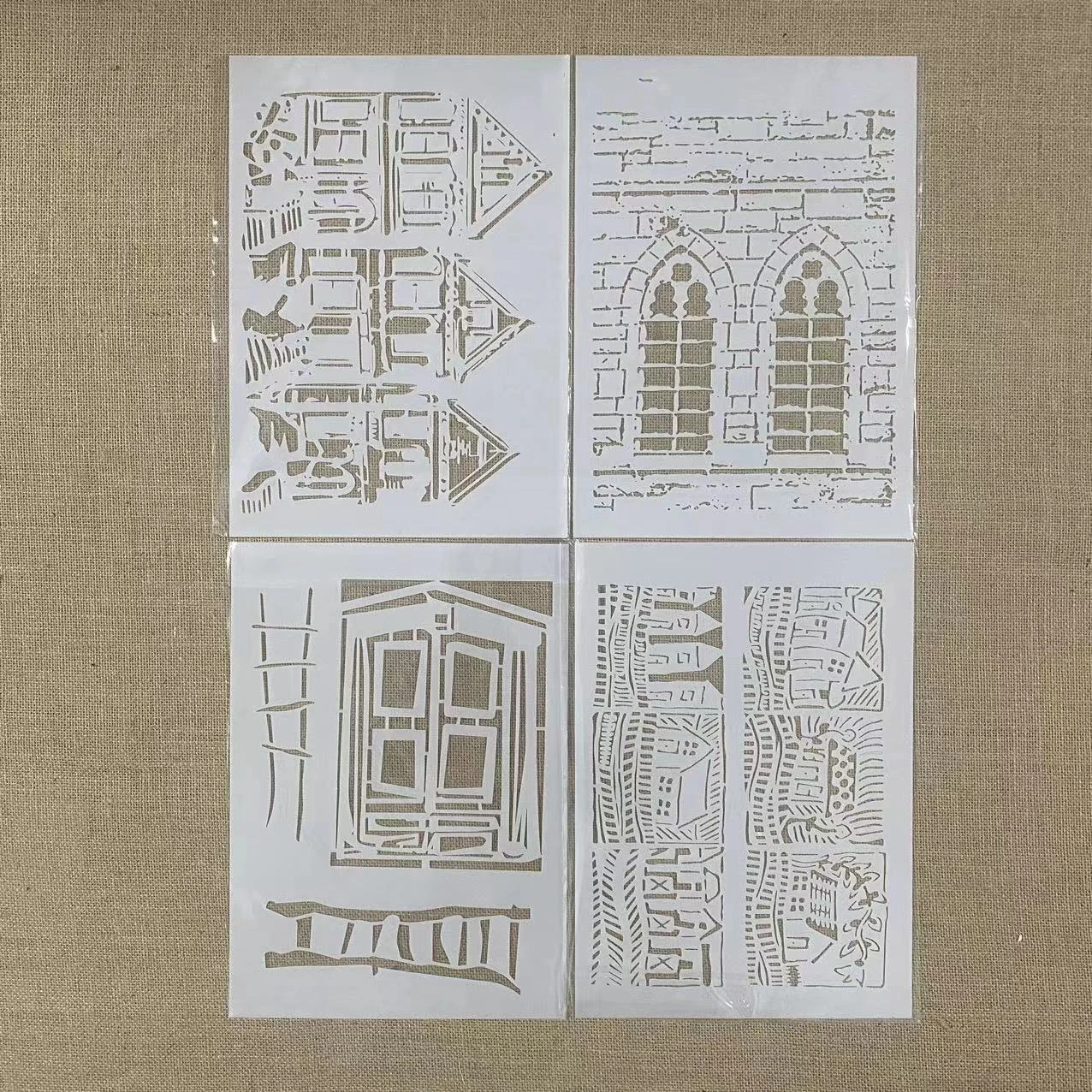 A4-29cm-Building-Window-Architecture-DIY-Layering-Stencils-Wall ...