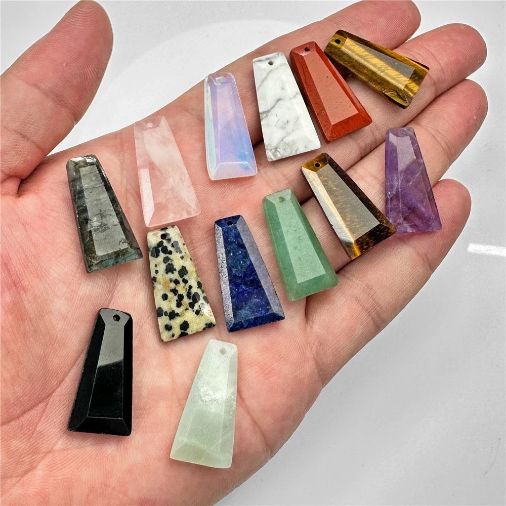 Trapezoid Natural Stone Pendants Labradorite Tiger Eye Amethysts Lapis ...