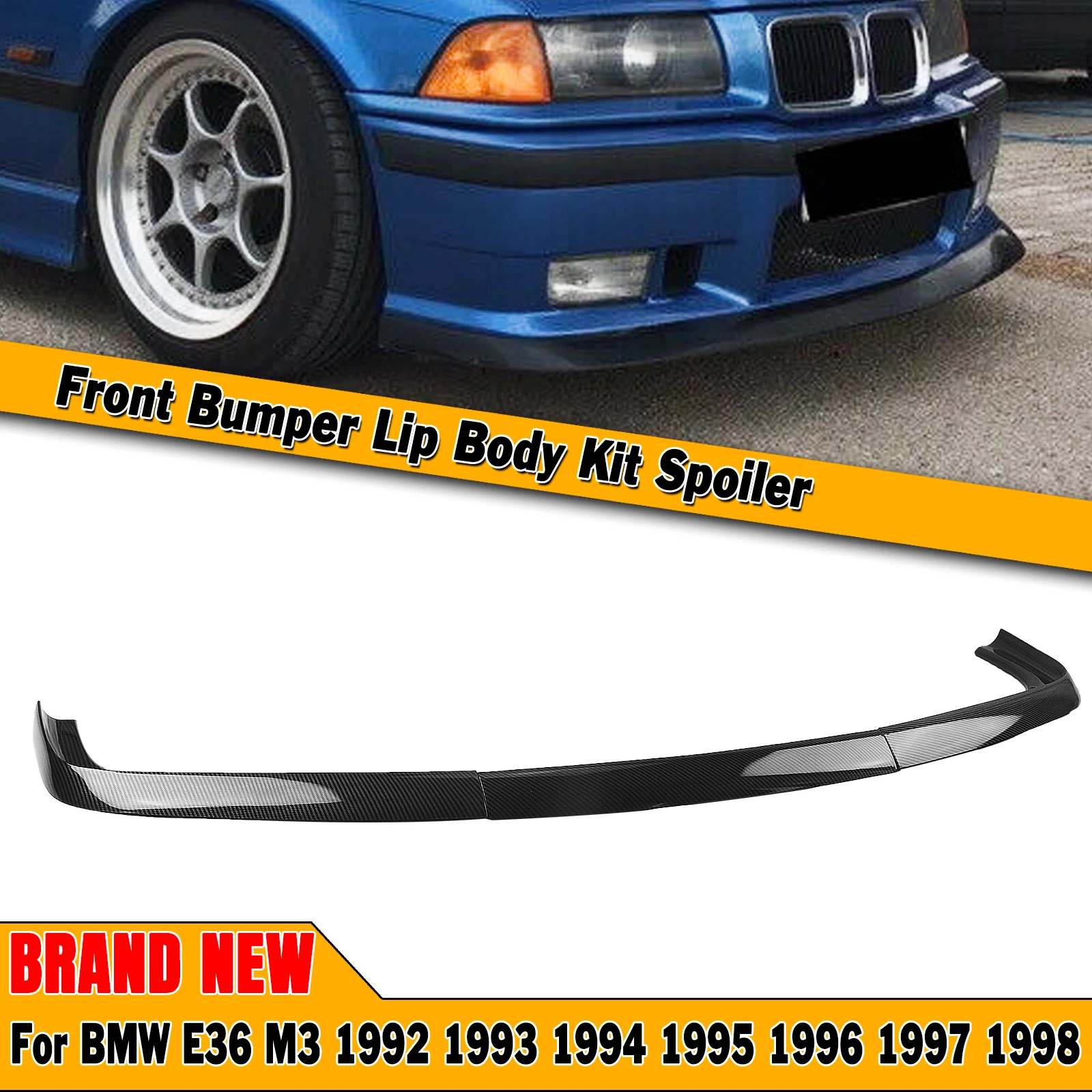 Front Bumper Spoiler Lip Lower Guard Plate Splitter For BMW E36 M3 4 ...