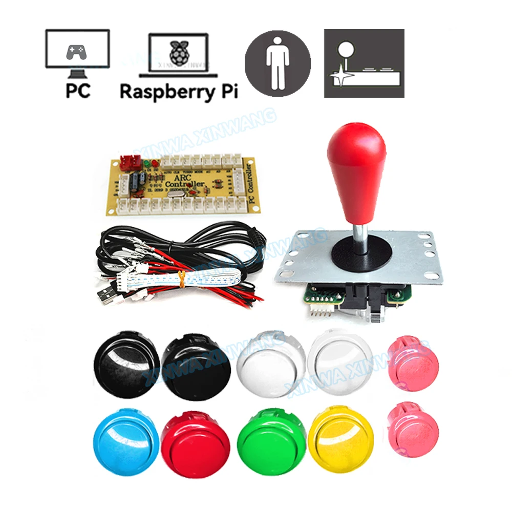 Arcade Joystick Copy SANWA Game Machine Stick Console DIY Kit Push Buttons For PC Raspberry Pi ...