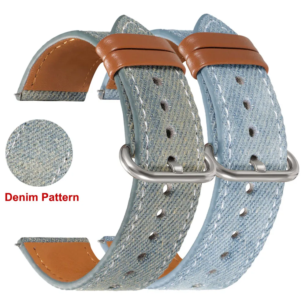 New Design Waterproof Sailcloth Denim Pattern Watch Strap Two-Sided ...