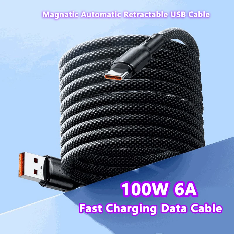 100W-6A-Magnetic-Suction-USB-A-USB-C-To-Type-C-Fast-Charge-Data-Cable ...