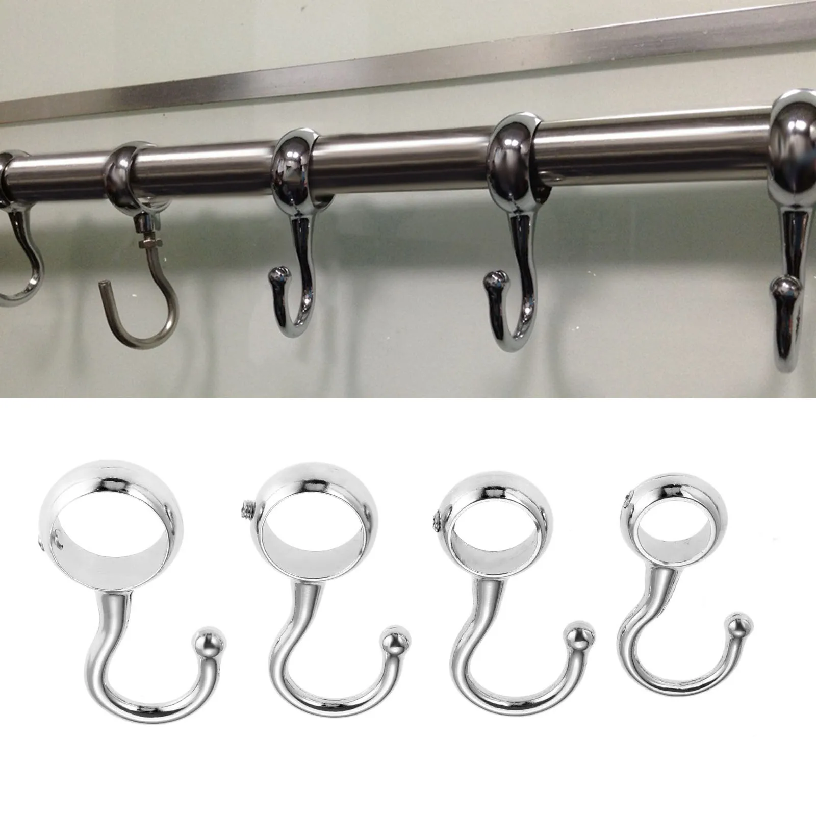 2pcs 16/19/22/25mm Wardrobe Bathroom Hanging Tube Pipe Rod Hooks ...