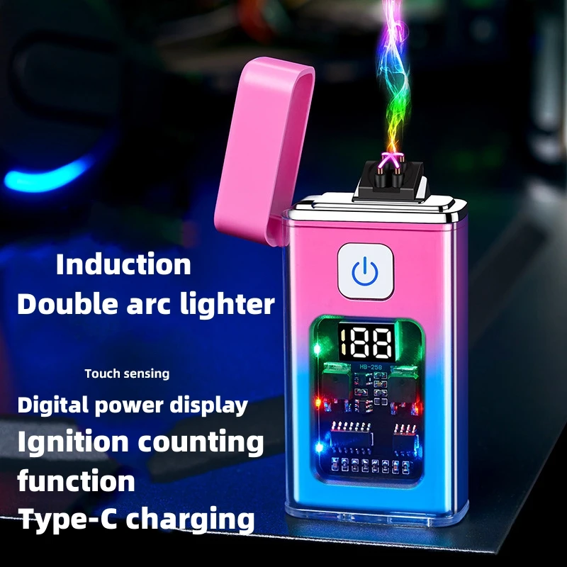 Electric-Flameless-Pulse-Charging-Double-Arc-Lighter-Portable-Outdoor ...