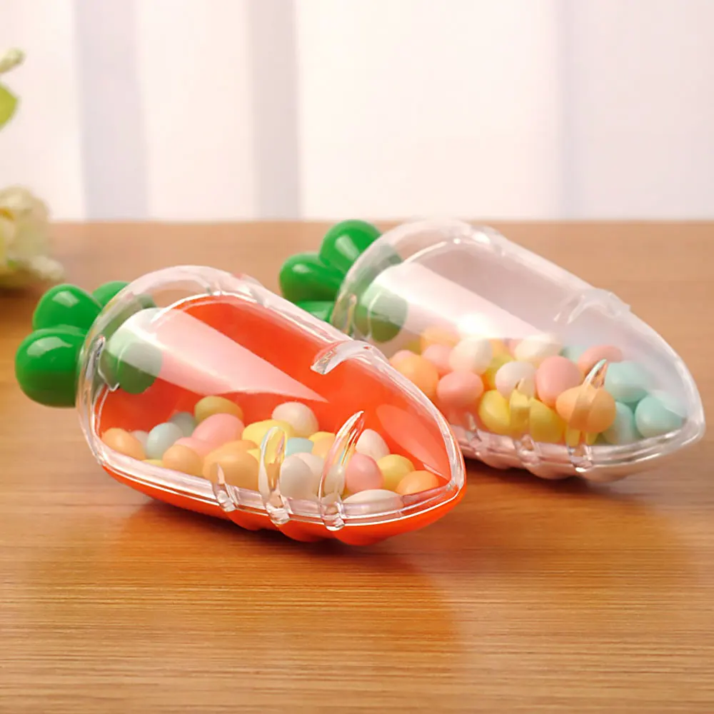 Plastic Carrot Candy Box Transparent Wedding Favor Box Baby Shower Kids ...