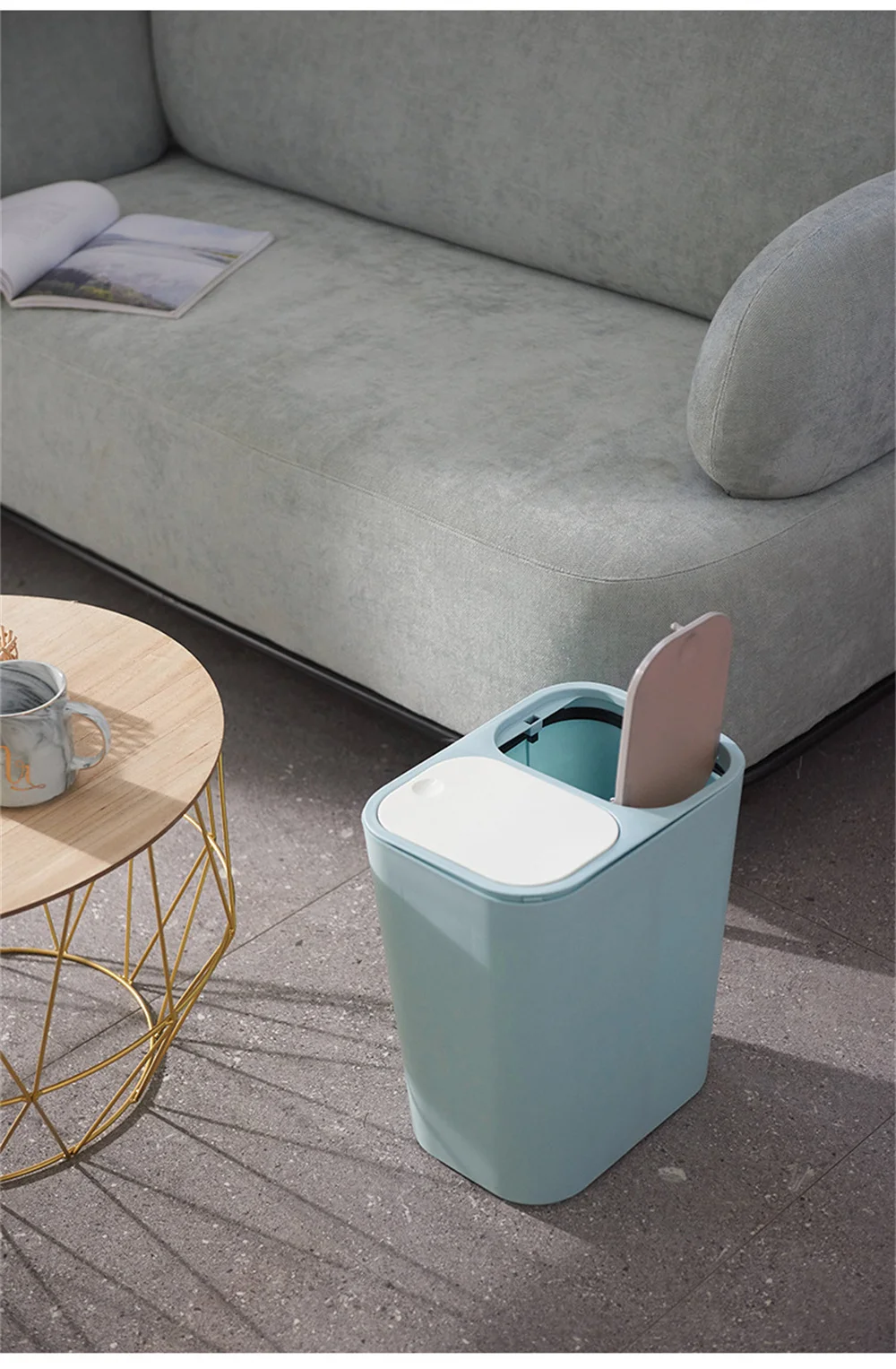 Fashionable Divided Trash Bin Thickened Polychromatic Press Type ...