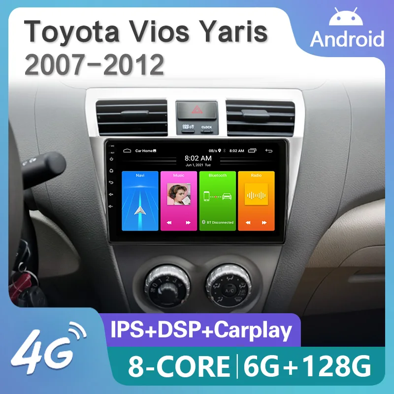 Radio-est-reo-para-coche-Android-de-9-pulgadas-y-2-Din-para-Toyota-Vios ...