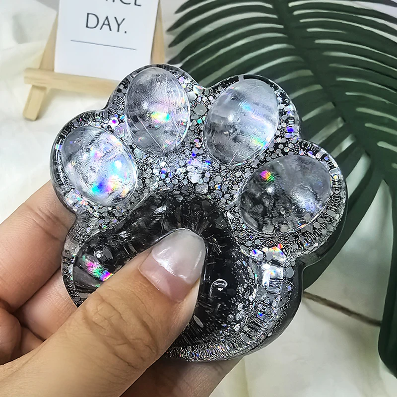 Cute Sequin Cat Claw Squishy Fidget Toy Slow Rebound Stress Relief Toy ...