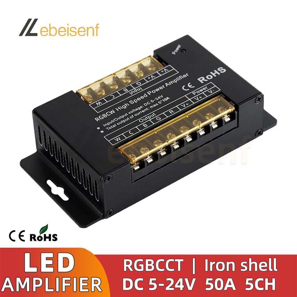 RGBCW-RGBCCT-High-Speed-Amplifier-DC-5V-12V-24V-50A-5Channel-Constant ...