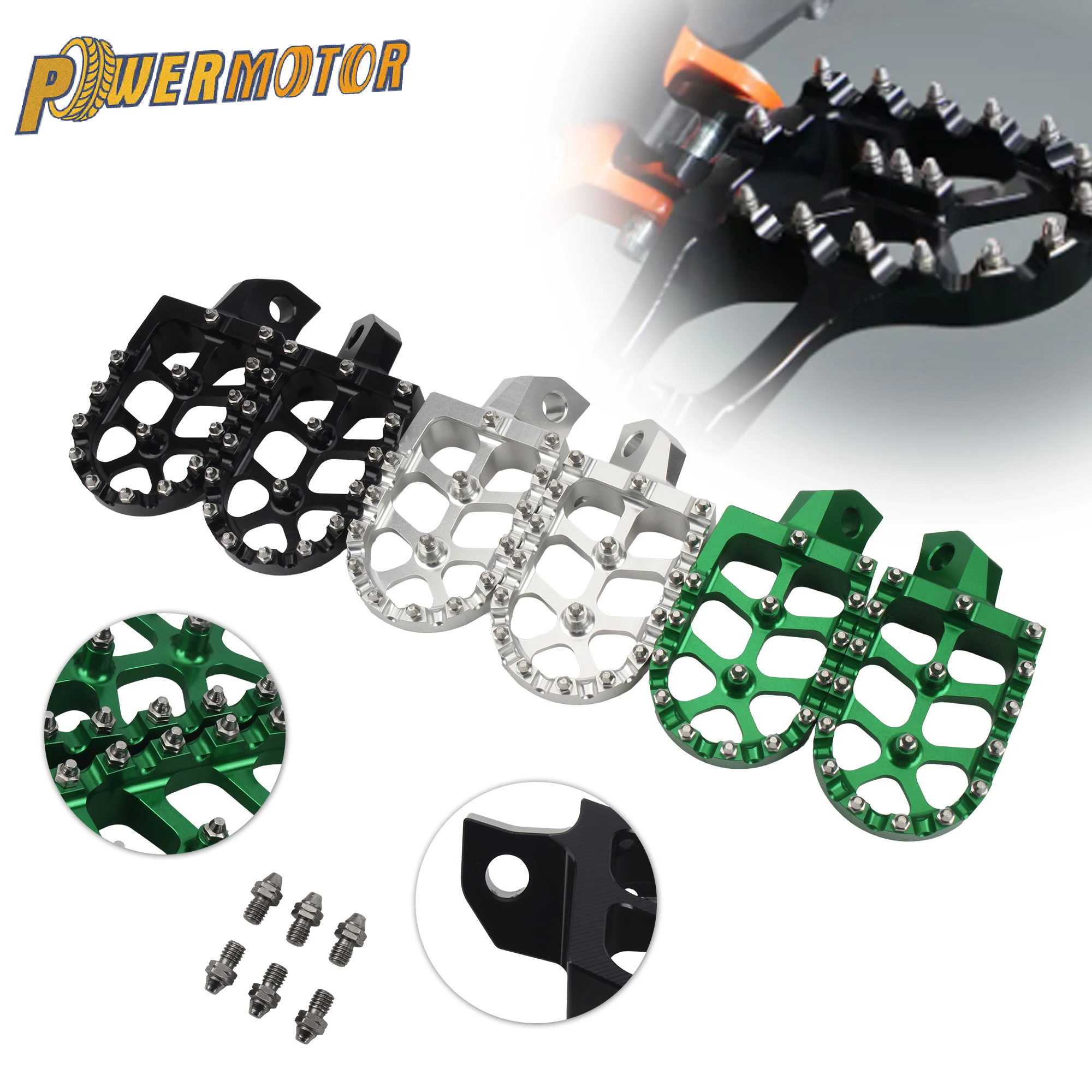 Motorcycle Footpegs Foot Rests Pegs Pedal Footrests For Kawasaki KX 125 ...