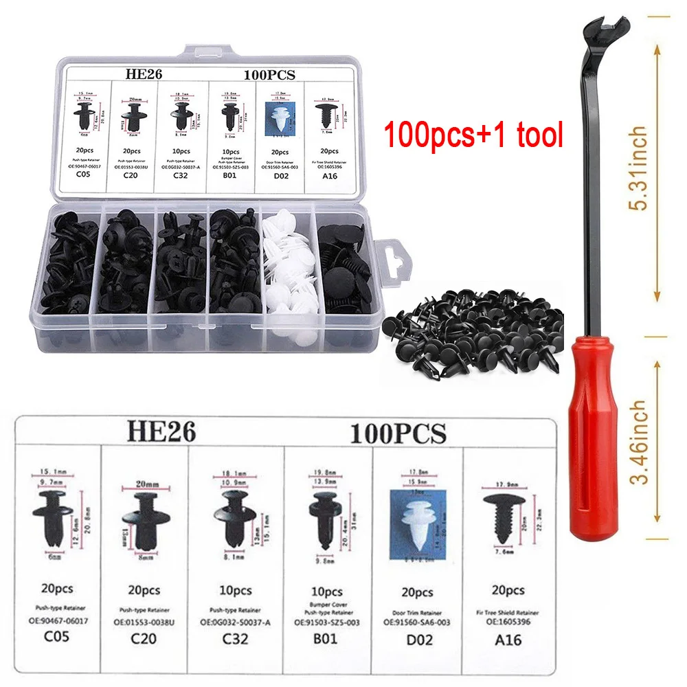 Universal-Plastic-Car-Fastener-Clip-Fender-Flare-Bumper-Door-Trim-Panel ...