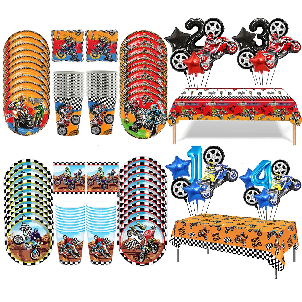 Dirt Bike Motocross Party Tableware Plates Napkins Cups Tablecloth ...
