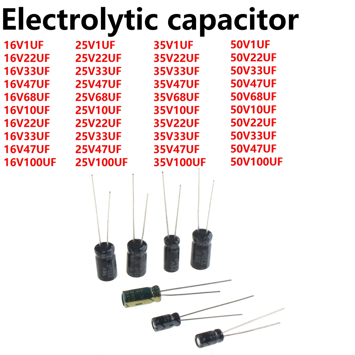 100/50/20/10pcs 16V 25V 35V 63v 50V 400V 450v Dip Aluminum Capacitor ...
