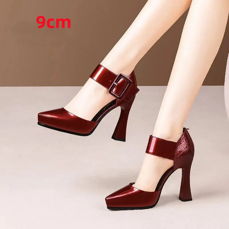 Moda doce de alta qualidade vinho vermelho conforto fivela cinta ...