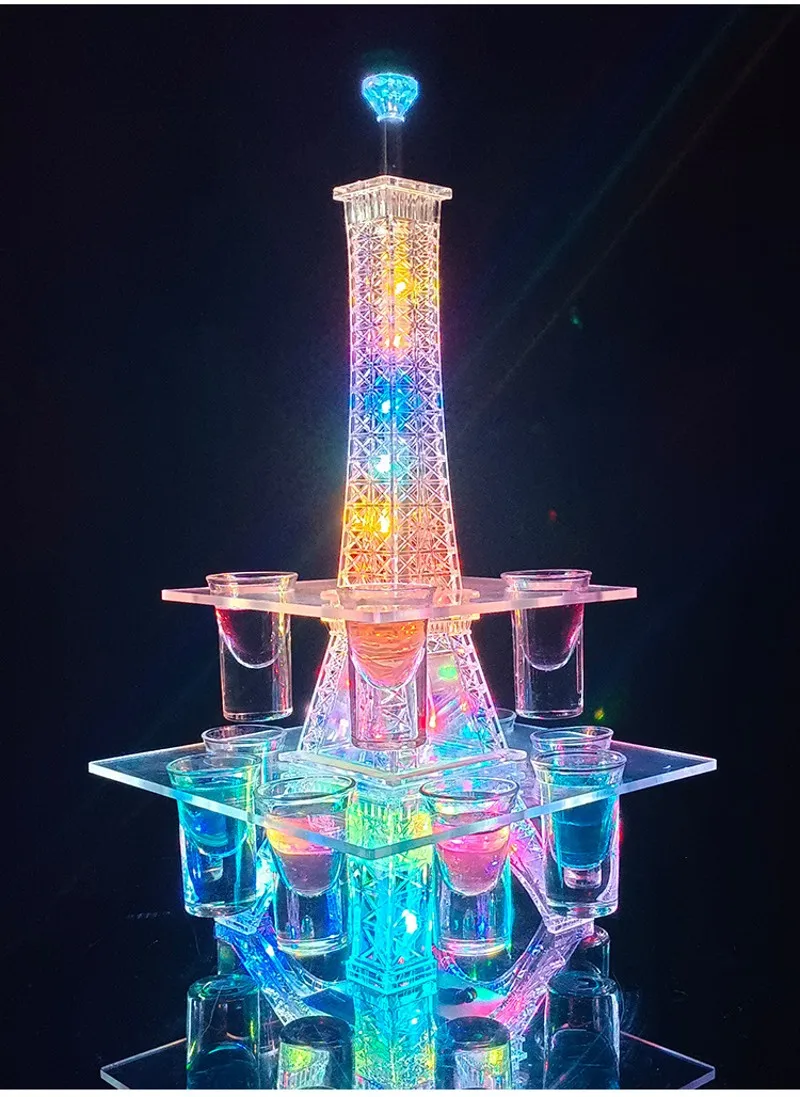 Colorful LED Luminous Crystal Eiffel Tower Cocktail Cup holder Stand ...