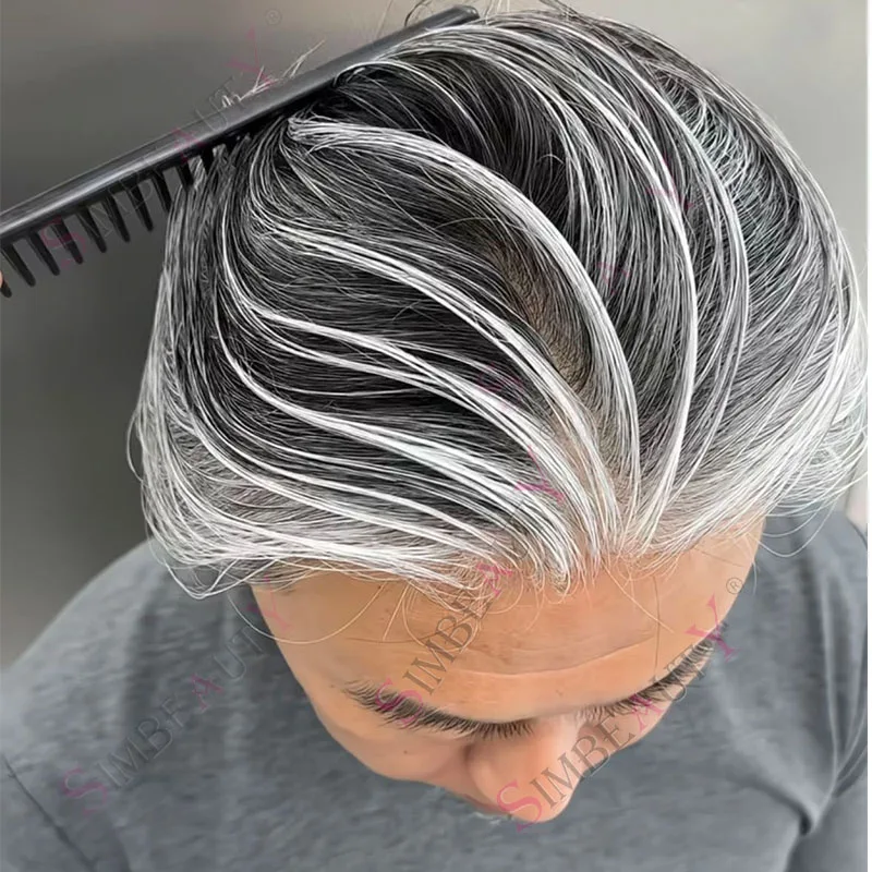 1B40 1B50 1B80 Old Man Real Human Hair Natural Hairline Unprocessed ...