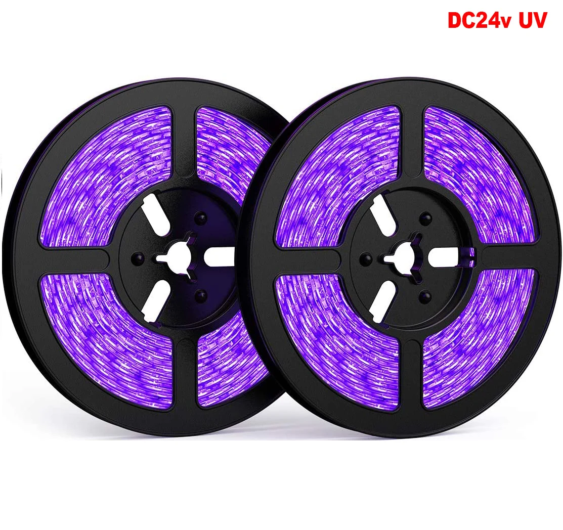 Tira de luces LED UV de 50M, 100M, 24V, 2825, luz negra ultravioleta ...