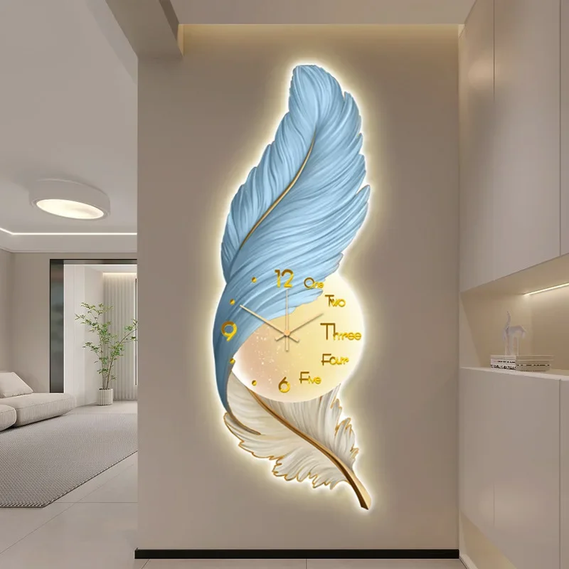 LED-Wall-Clock-Large-Feather-Wall-Clocks-Modern-Design-Living-Room ...
