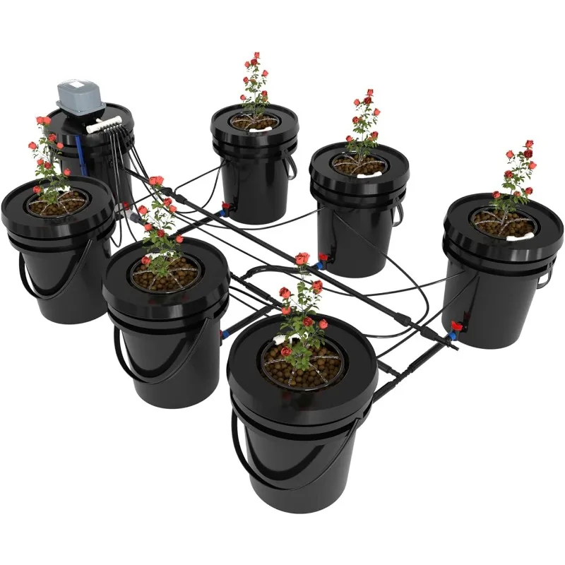 Feed-Drip-Hydroponics-Systems-6-Buckets-Reservoir-Recirculating-Deep ...