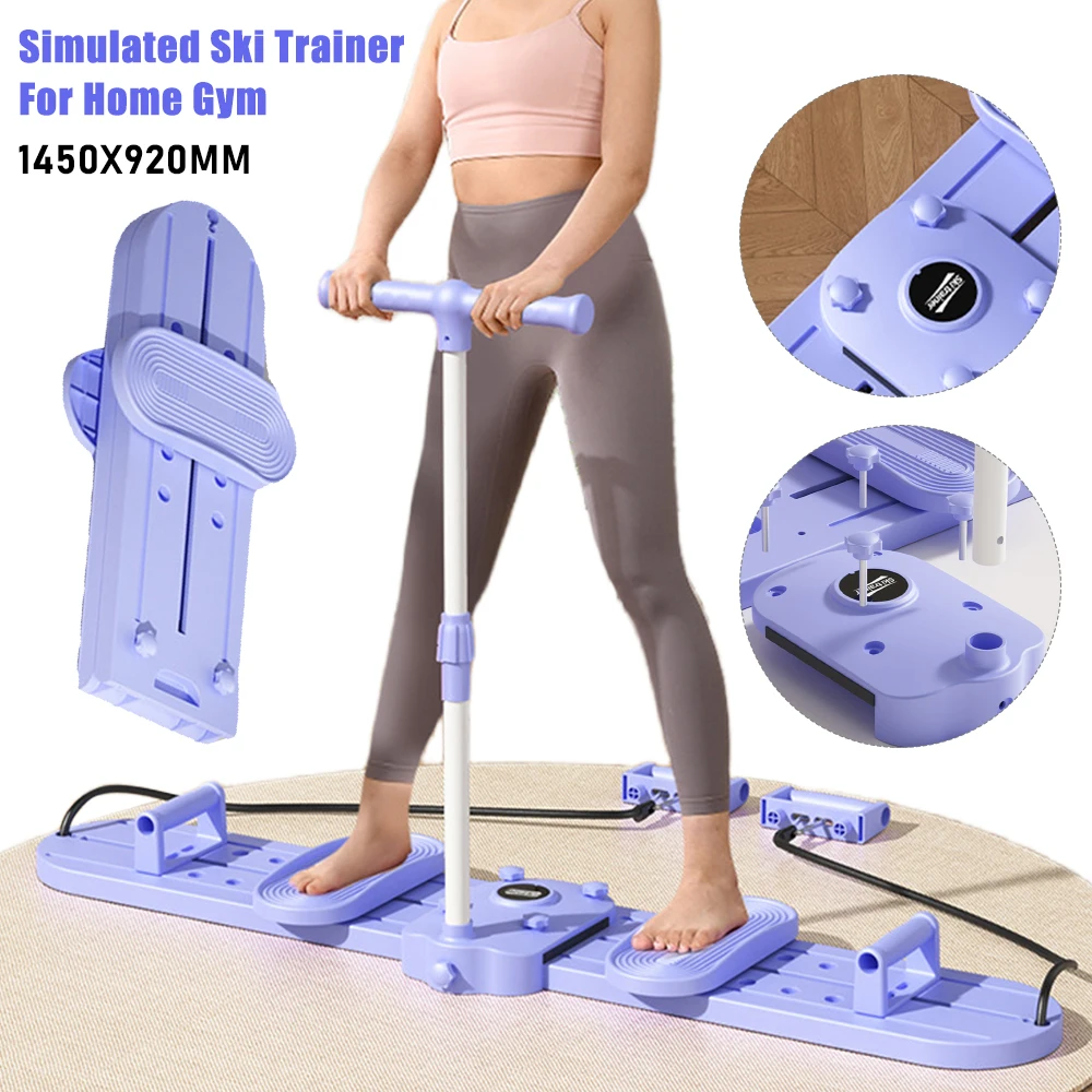 Foldable Fitness Ski Trainer With Handle & Pull Rope Simulated Ski ...
