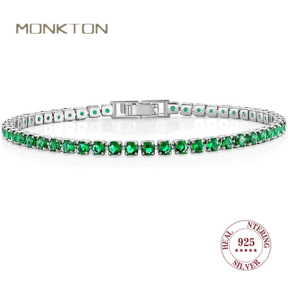 Monkton-Pulseira-Cl-ssica-de-T-nis-para-Mulheres-Zirc-nia-C-bica-Verde ...
