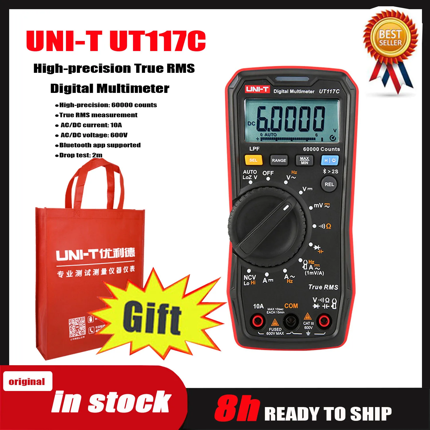 UNI-T-UT117C-Bluetooth-Digital-Multimeter-60000-Counts-Professional ...