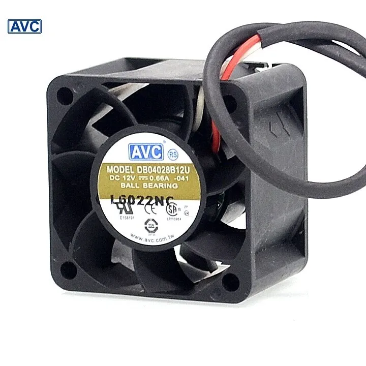 AVC 용 더블 볼 베어링 팬, DB04028B12U 1U 서버 섀시 냉각 팬, 12V 0.66A, 40x40x28mm, 4028 40mm, 1 개