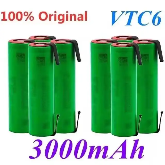 VTC6 3.7V 3000mAh 18650 Li ion Battery 30A Discharge For 18650 ...