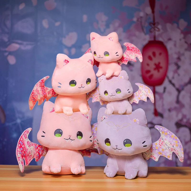 Cute-Pink-Japanese-Cherry-Blossom-Flying-Wings-Bat-Cat-Plush-Toy-Kawaii ...