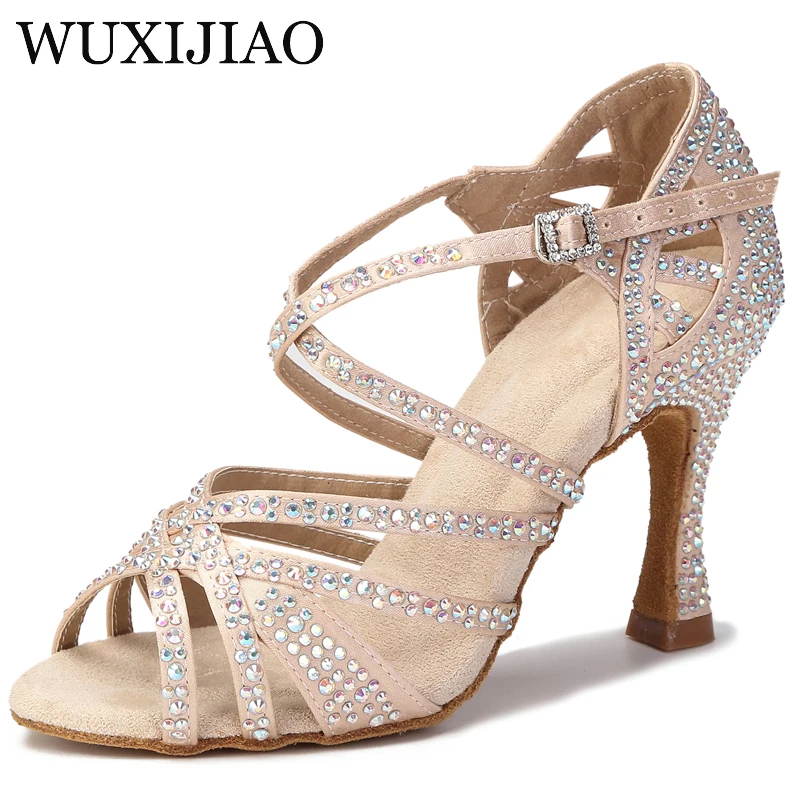 WUXIJIAO-Women-Party-Dance-Shoes-Satin-Shining-rhinestones-Soft-Bottom ...